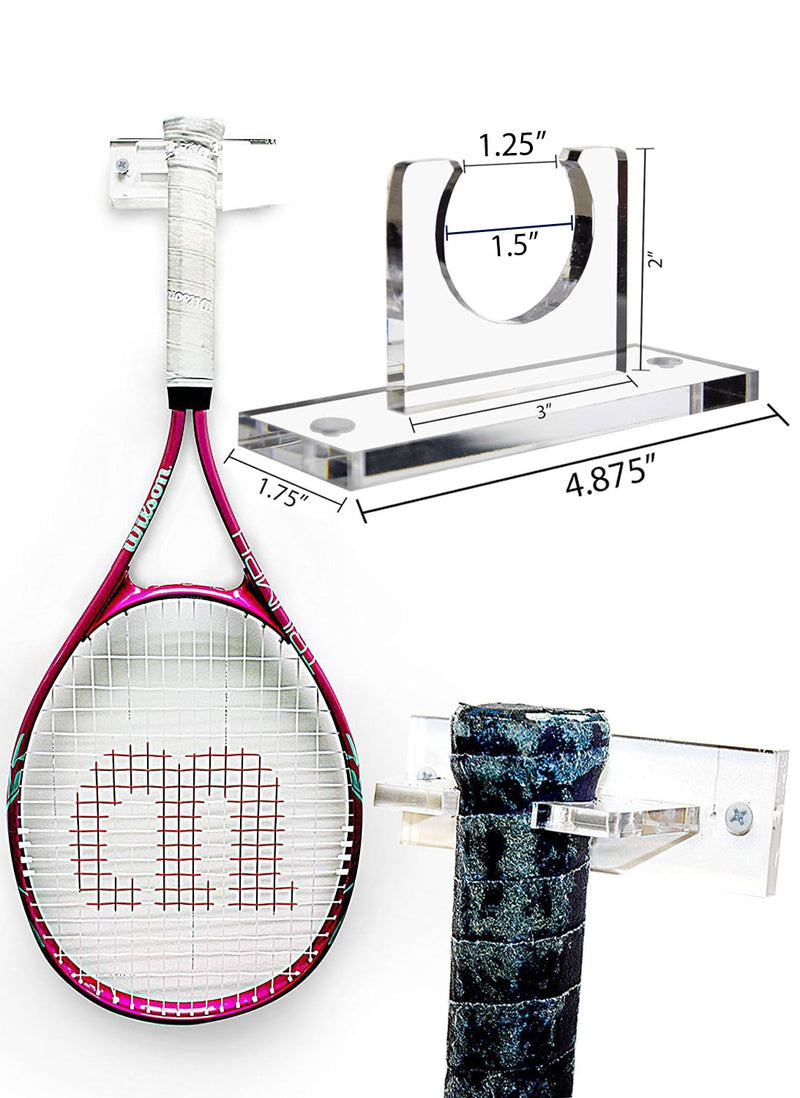 Acrylic Standard Size Tennis Racquet Wall Mounts