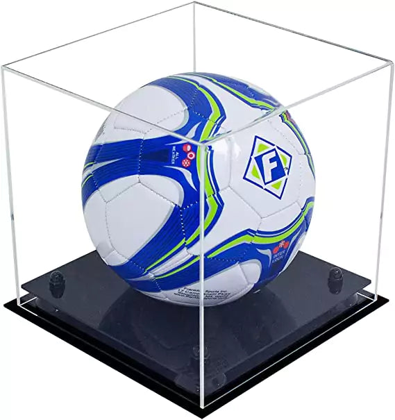 Soccer Ball Display Cases – Clear, Mirror, Bases & Risers