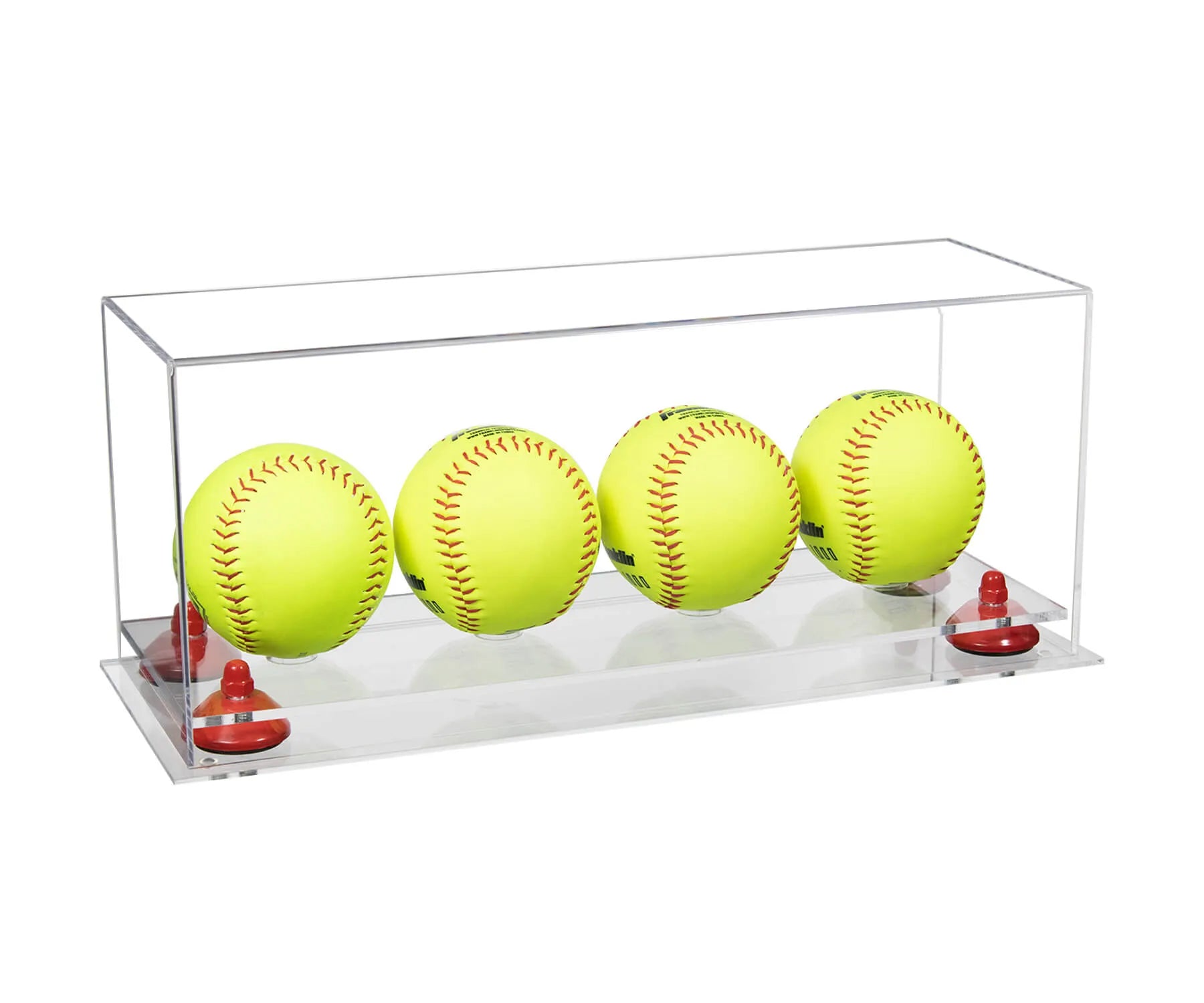Acrylic Four Softballs Display Case 17 X 6 X 7 Clear