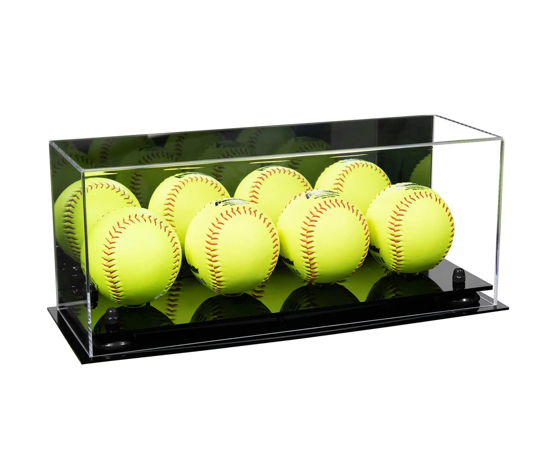 Acrylic Four Softballs Display Case 17 X 6 X 7 Mirror