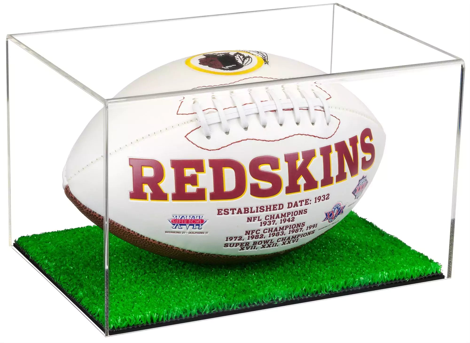 Football or Rugby ball Display Case with Turf Base | Free Shipping