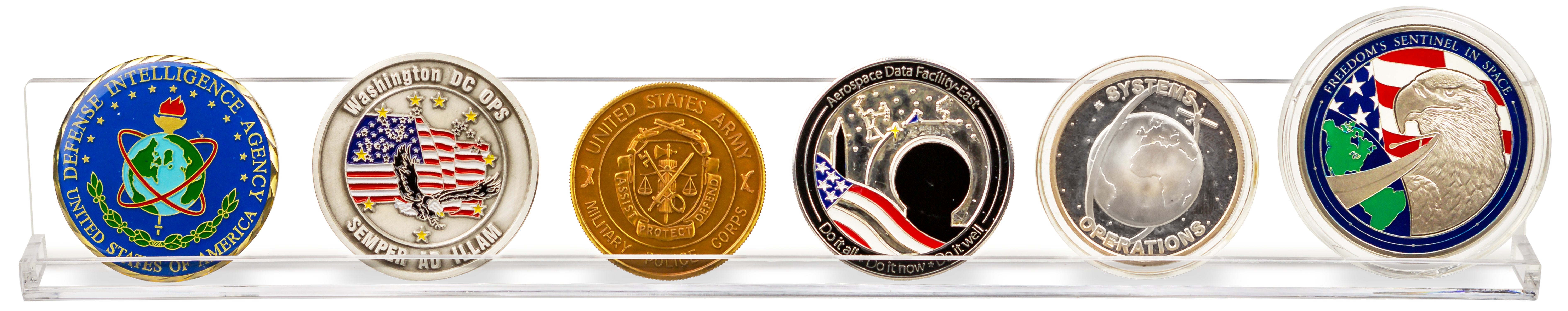 Wall-Mounted Floating Shelf for Collectible Challenge Coins (A096)