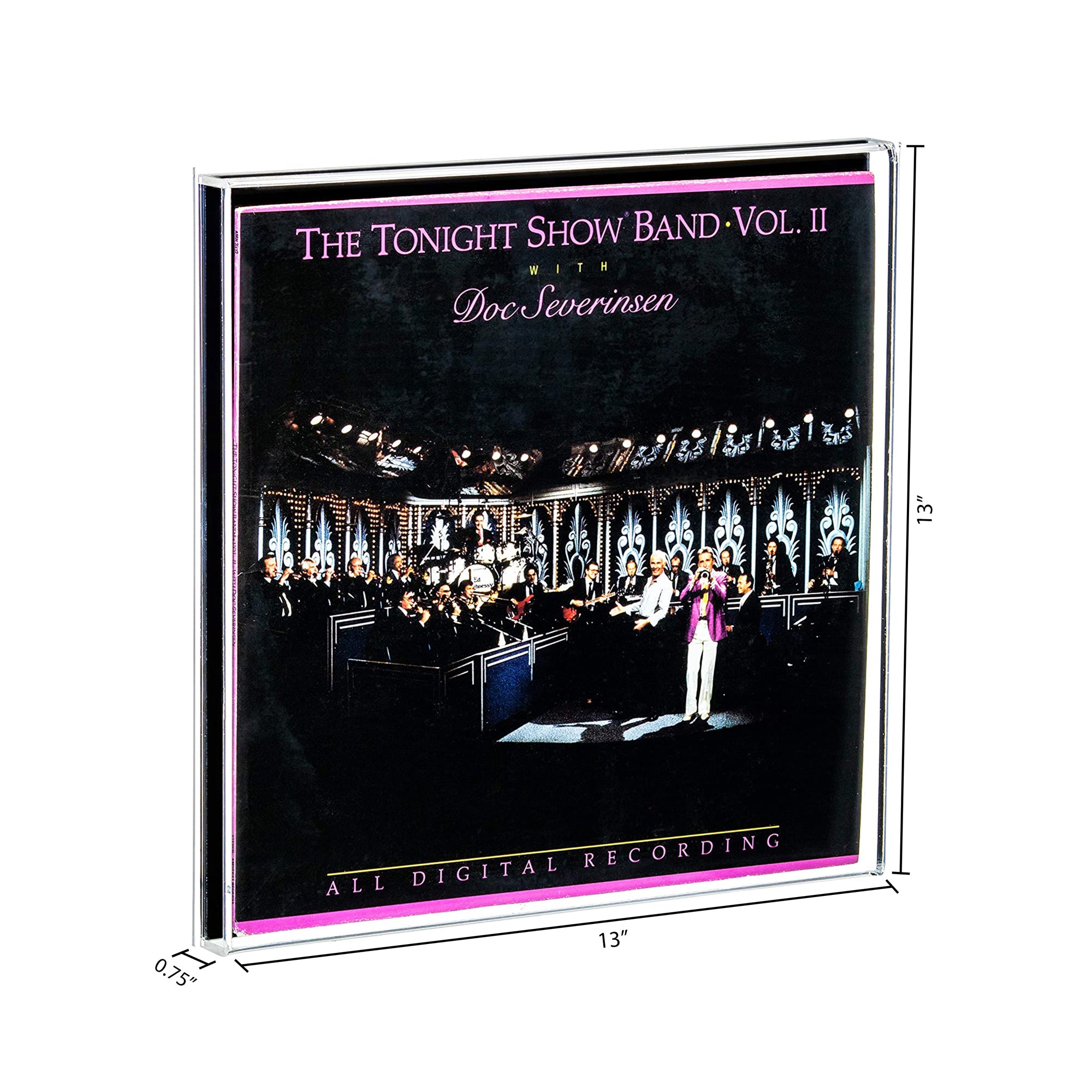 Acrylic Vinyl Record Holder Display Case w/ Wall Mounts - 13x 0.75x13