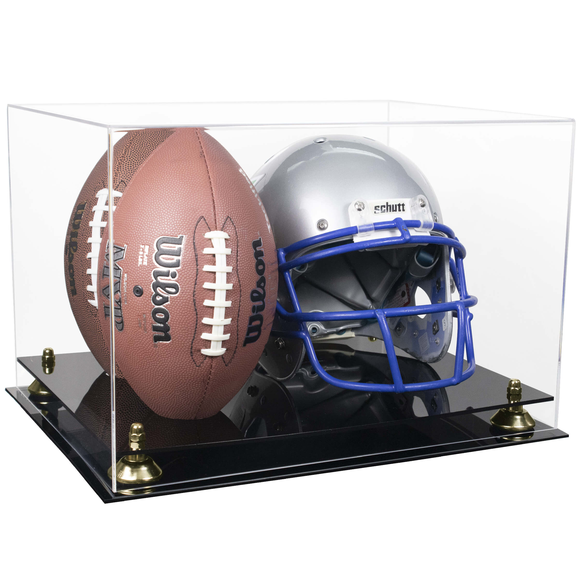 Clear Acrylic Full-Size Double Football and Helmet Display Case ...