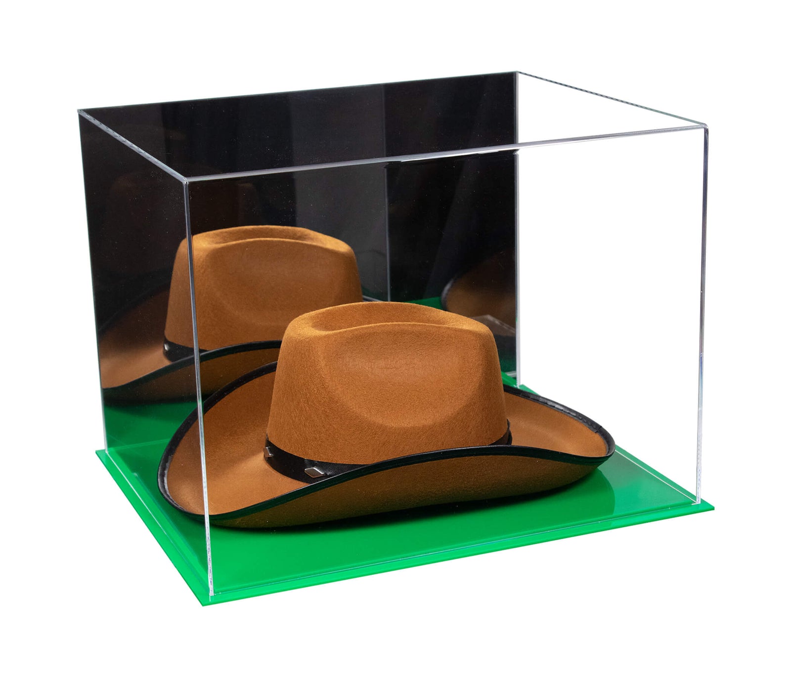 Acrylic Cowboy Hat Display Case - Mirror No Wall Mounts 16" x 13" x 12