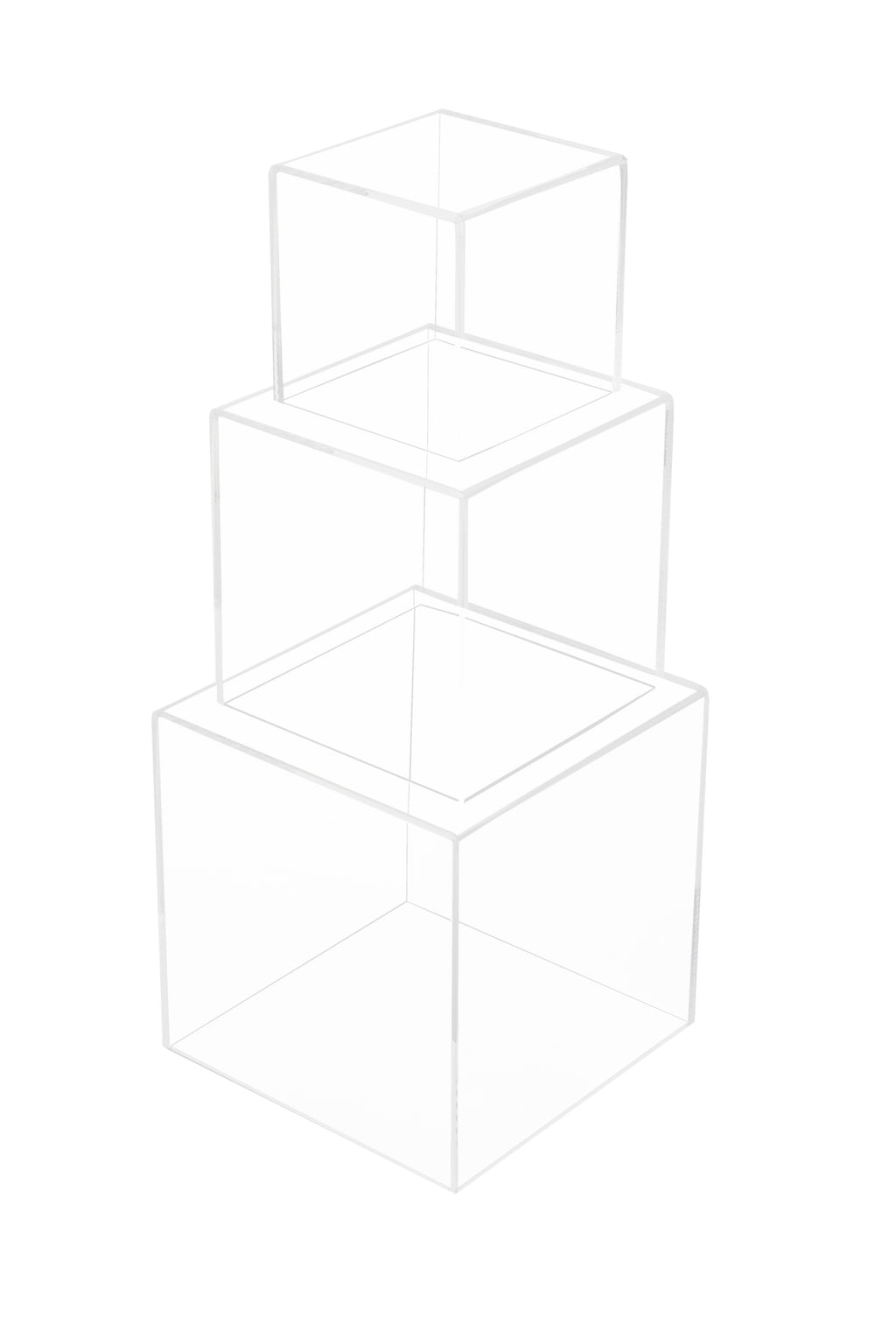 Clear Acrylic Cube Display Nesting Risers Set of 3