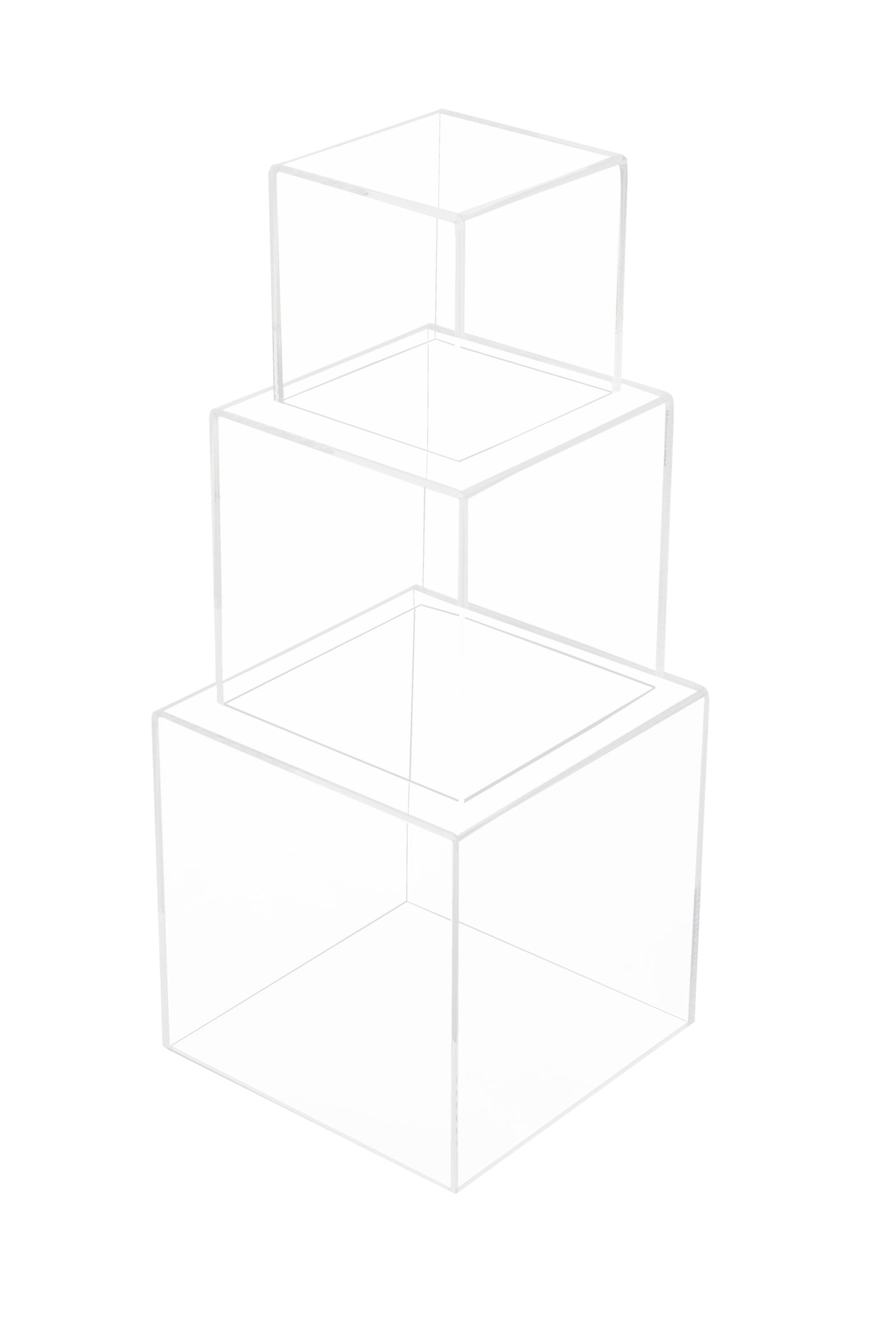 Clear Acrylic Cube Display Nesting Risers Set of 3