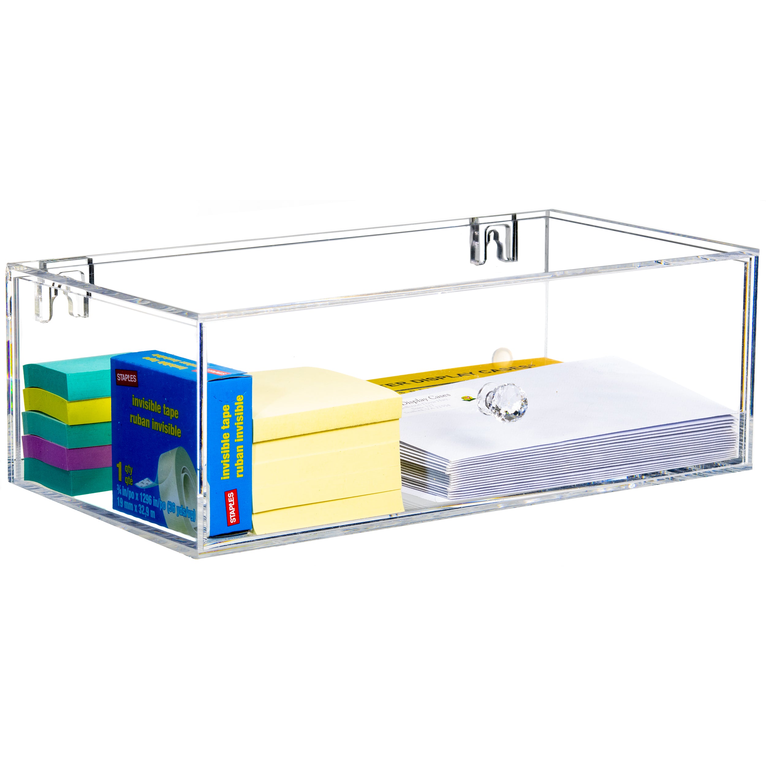 Clear Acrylic Wall-Mounted Drawer with Knob for Home or Office - 12" x ...