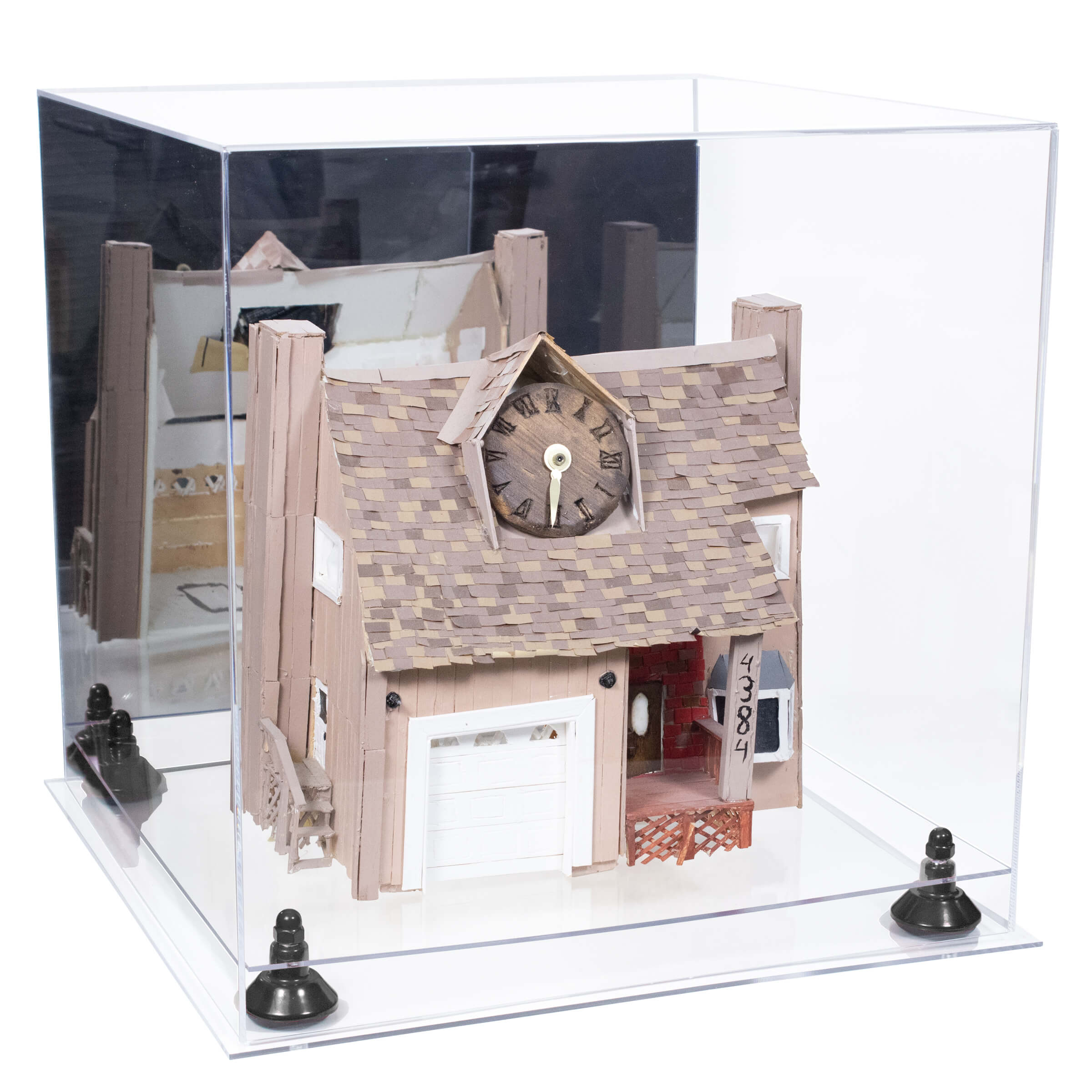Versatile Display Case - Large Square Box with with Risers, Mirror Cas