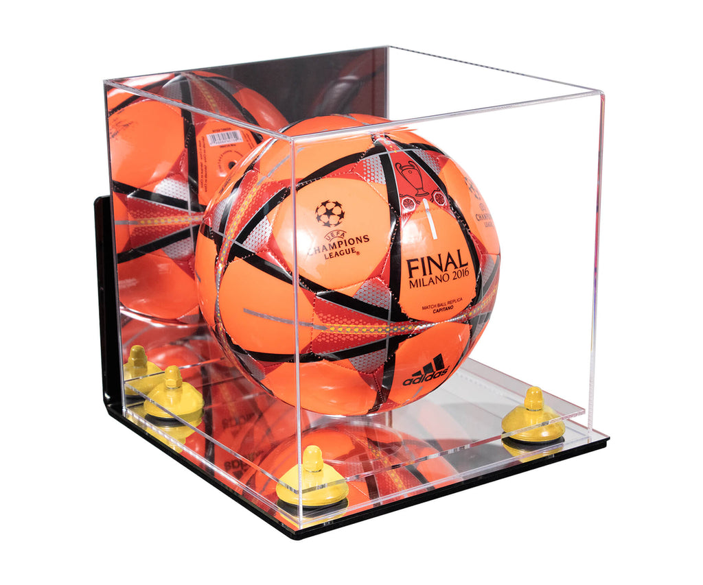 Acrylic Soccer Ball Display Case - Mirror Wall Mounts (B02/A027)