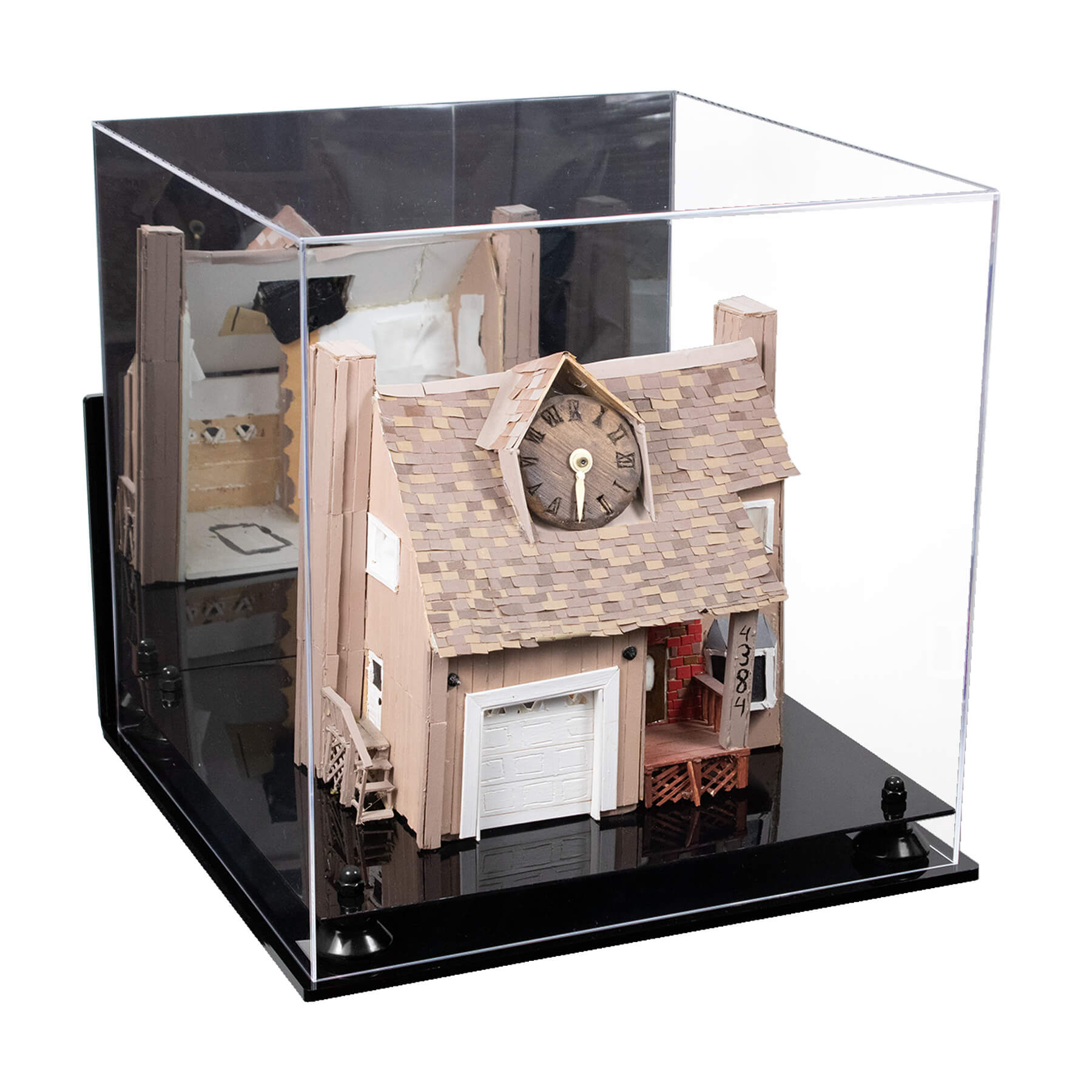 Versatile Display Case - Large Square Box with Risers, Mirror Case and